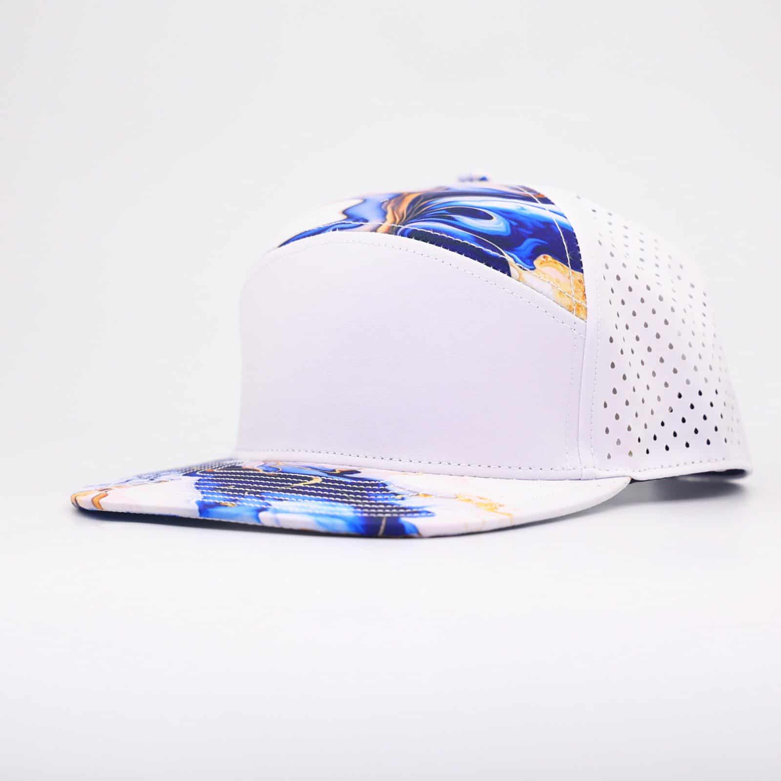 white front with blue marble swirl and white back – Stickem Deep Hat ...