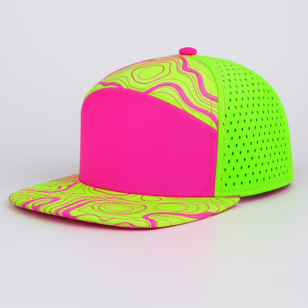 neon green with pink topo – Stickem Deep Hat Company