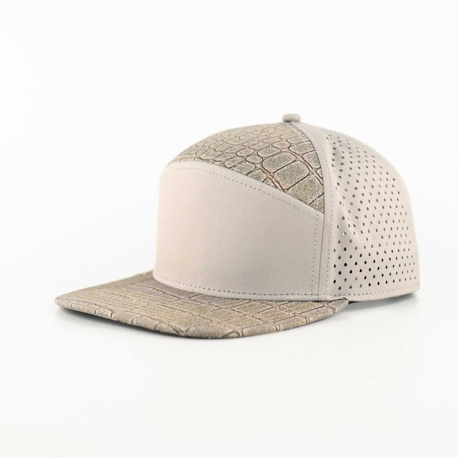 grey front with alligator print and grey back – Stickem Deep Hat Company
